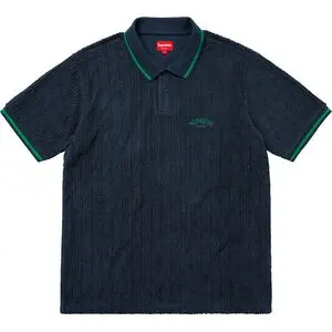 Supreme Cable Knit Terry Polo Shirt - Navy Blue | Editorialist